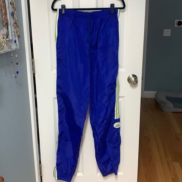 adidas | Pants | Vintageadidas Royal Blue Track Pants With Neon Green ...